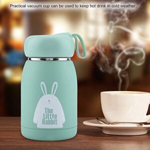 Mini Thermal Water Bottle,Kids Vacuum-Insulated Water Bottle,Vacuum Cup Insulated Coffee Bottle, 320ml Vacuum Mug Cute Thermos,Stainless Steel Cute Rabbit Pattern Vacuum Cup Mug Thermos Cup (Green)