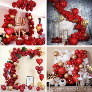 PartyWoo Red and Gold Balloons 50 pcs and Ruby Red Foil Balloons 6 pcs