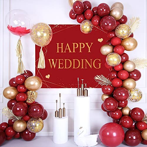 PartyWoo Red and Gold Balloons 50 pcs and Ruby Red Foil Balloons 6 pcs