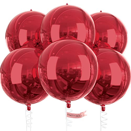 PartyWoo Red and Gold Balloons 50 pcs and Ruby Red Foil Balloons 6 pcs