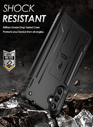 Poetic Revolution Series Case for Samsung Galaxy A14 5G, Full-Body Rugged Dual-Layer Shockproof Protective Cover with Kickstand and Built-in-Screen Protector, Black