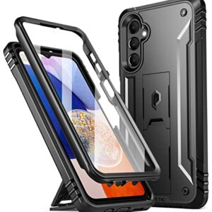 Poetic Revolution Series Case for Samsung Galaxy A14 5G, Full-Body Rugged Dual-Layer Shockproof Protective Cover with Kickstand and Built-in-Screen Protector, Black