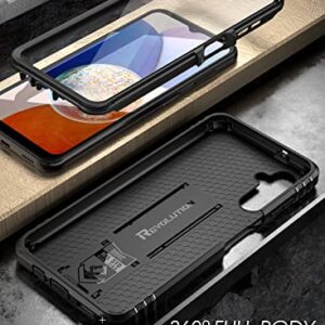 Poetic Revolution Series Case for Samsung Galaxy A14 5G, Full-Body Rugged Dual-Layer Shockproof Protective Cover with Kickstand and Built-in-Screen Protector, Black