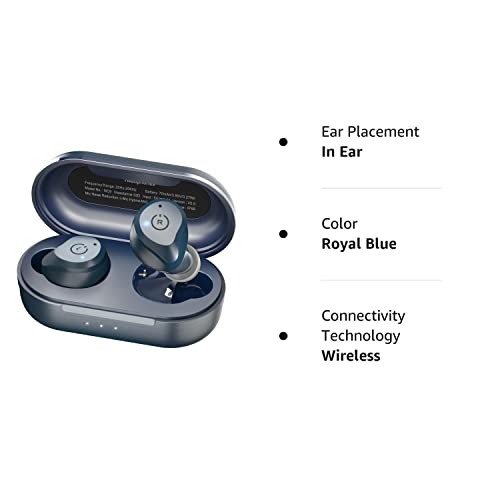 TOZO NC9 2022 Version Hybrid Active Noise Cancelling Wireless Earbuds,in Ear Headphones IPX6 Waterproof Bluetooth 5.3 Stereo Earphones, Immersive Sound Premium Deep Bass Headset Royal Blue (Renewed)