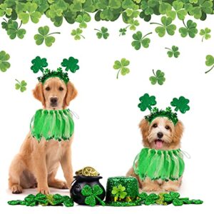 GOYOSWA St. Patrick's Day Outfit, Costume Shamrock Headband , Collar,Clothes for Small Medium Large Dogs