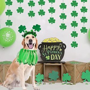 GOYOSWA St. Patrick's Day Outfit, Costume Shamrock Headband , Collar,Clothes for Small Medium Large Dogs