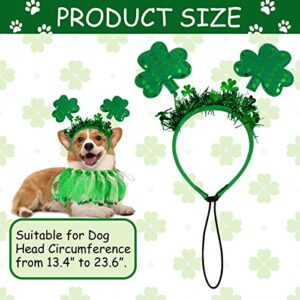 GOYOSWA St. Patrick's Day Outfit, Costume Shamrock Headband , Collar,Clothes for Small Medium Large Dogs