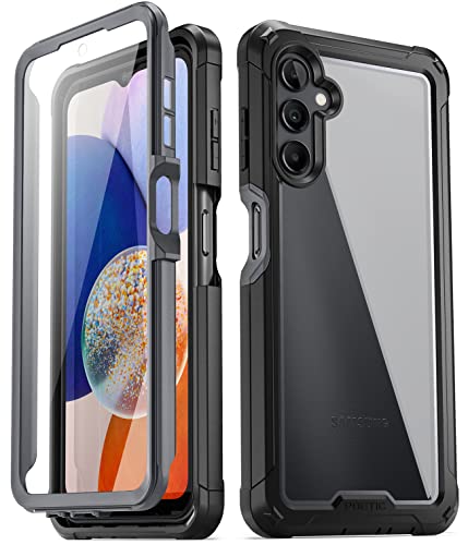 Poetic Guardian Case Compatible with Galaxy A14 5G [20FT Mil-Grade Drop Tested], Full-Body Hybrid Shockproof Protective Rugged Clear Cover Case with Built-in Screen Protector, Black/Clear