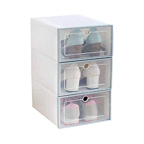 N/A Stackable Shoe Storage,Multifunction Unisex Transparent Shoes Storage Box with Cover 34x24x13cm