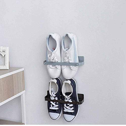 N/A Creative Wall-Mounted Shoe Rack Shoe Organizer Shoe Holder Space Saving Home Shoe Storage Rack (Color : Black)