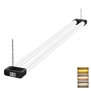 loyal 4ft 40w linkable led shop light for garage, 6500k/3000k/4000k linkable utility light fixture, led workbench light with plug hanging, led ceiling lights for garage, workshop, basement