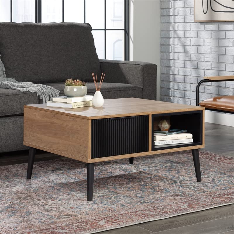 Sauder Ambleside Engineered Wood/Metal Lift-Top Coffee Table in Serene Walnut