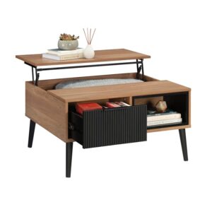 Sauder Ambleside Engineered Wood/Metal Lift-Top Coffee Table in Serene Walnut