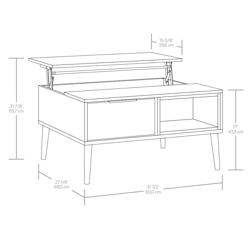 Sauder Ambleside Engineered Wood/Metal Lift-Top Coffee Table in Serene Walnut