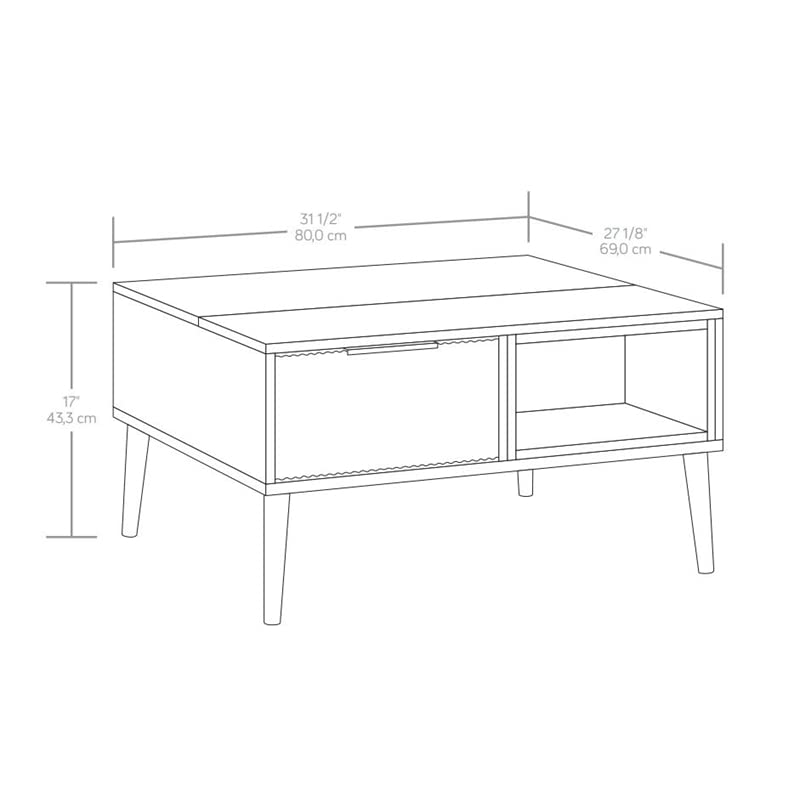 Sauder Ambleside Engineered Wood/Metal Lift-Top Coffee Table in Serene Walnut