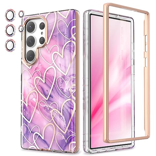 Chvelop Compatible with Samsung Galaxy S23 Ultra 5G Case, Slim Stylish Protective Case, 360 Degree Protection, [No Built-in Screen Protector] [Camera Lens Cover] Dropped 3000 Tests, Heart