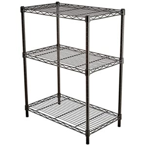 ymlpre 3 tier shelving unit nsf wire shelf metal large storage shelves heavy duty height adjustable commercial grade iron utility layer rack organizer, 23.6x13.8x33.5, 3-tier 33.5inch