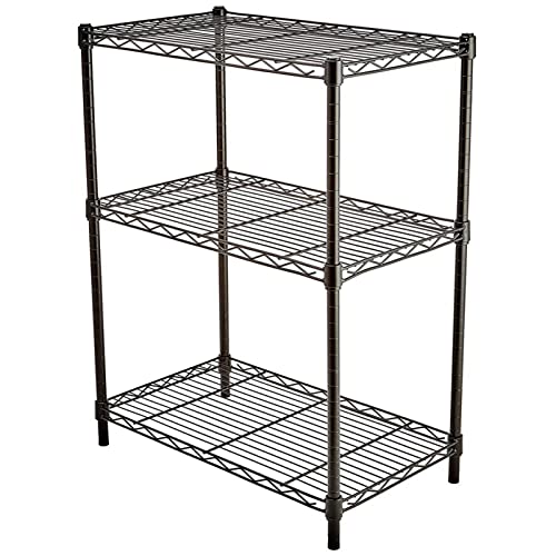 Ymlpre 3 Tier Shelving Unit NSF Wire Shelf Metal Large Storage Shelves Heavy Duty Height Adjustable Commercial Grade Iron Utility Layer Rack Organizer, 23.6x13.8x33.5, 3-Tier 33.5inch