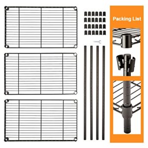 Ymlpre 3 Tier Shelving Unit NSF Wire Shelf Metal Large Storage Shelves Heavy Duty Height Adjustable Commercial Grade Iron Utility Layer Rack Organizer, 23.6x13.8x33.5, 3-Tier 33.5inch