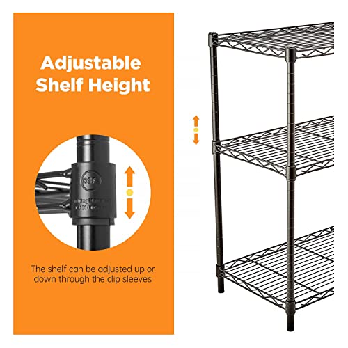 Ymlpre 3 Tier Shelving Unit NSF Wire Shelf Metal Large Storage Shelves Heavy Duty Height Adjustable Commercial Grade Iron Utility Layer Rack Organizer, 23.6x13.8x33.5, 3-Tier 33.5inch