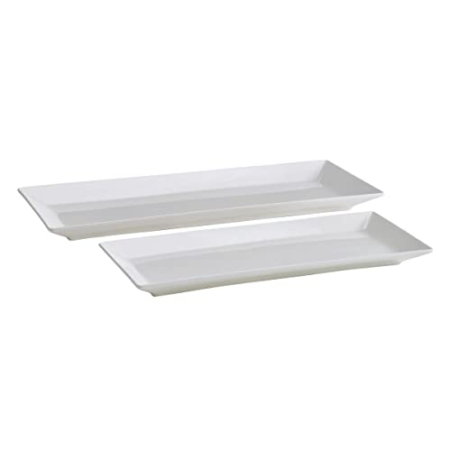 Mikasa Delray Chip Resistant Set of 2 Platter Serving Tray, 12 and 15 inch, White