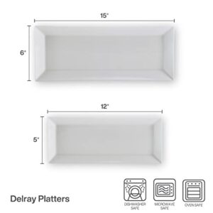 Mikasa Delray Chip Resistant Set of 2 Platter Serving Tray, 12 and 15 inch, White