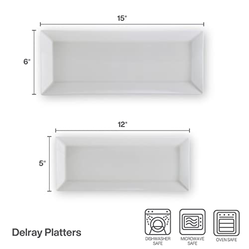 Mikasa Delray Chip Resistant Set of 2 Platter Serving Tray, 12 and 15 inch, White