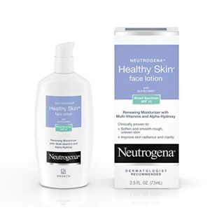 neutrogena healthy skin face moisturizer lotion with spf 15 sunscreen & alpha hydroxy acid - anti wrinkle cream with glycerin, glycolic acid, alpha hydroxy, vitamin c, vitamin e & vitamin b5, 2.5 fl. oz