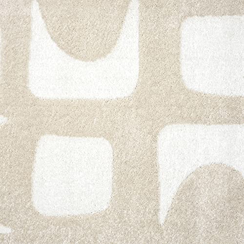 Abani Nuevo Collection Area Rug - Modern Geometric Beige/Cream Design - 5'3" x 7'6" - Easy to Clean - Durable for Kids & Pets - Non-Shedding - Medium Pile - Soft Feel - for Living Room Bedroom Office