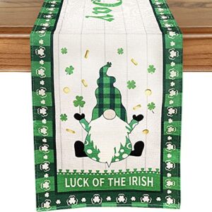 St Patricks Day Table Runner, 72 Inches Long Green Burlap Table Decor Runner, Gnome Grass Rectangle St. Patrick's Day Runners, Perfect Irelan Table Decorations Decor for The Home ( 13 x 72 Inches )