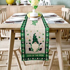 St Patricks Day Table Runner, 72 Inches Long Green Burlap Table Decor Runner, Gnome Grass Rectangle St. Patrick's Day Runners, Perfect Irelan Table Decorations Decor for The Home ( 13 x 72 Inches )