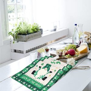 St Patricks Day Table Runner, 72 Inches Long Green Burlap Table Decor Runner, Gnome Grass Rectangle St. Patrick's Day Runners, Perfect Irelan Table Decorations Decor for The Home ( 13 x 72 Inches )