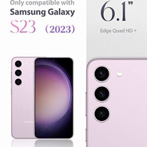 GUOVLIN for Samsung Galaxy S23 Case 6.1", with [Screen Protector+Camera Lens Protector] Flower Shockproof Hard Back&Soft Edge Clear Floral Women Bumper Protective Phone Cover, 2023 (Alluring Purple)