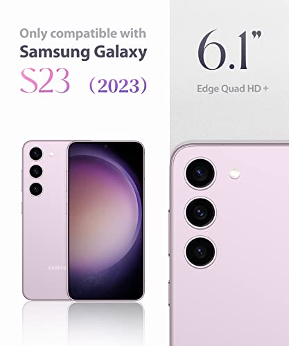 GUOVLIN for Samsung Galaxy S23 Case 6.1", with [Screen Protector+Camera Lens Protector] Flower Shockproof Hard Back&Soft Edge Clear Floral Women Bumper Protective Phone Cover, 2023 (Alluring Purple)