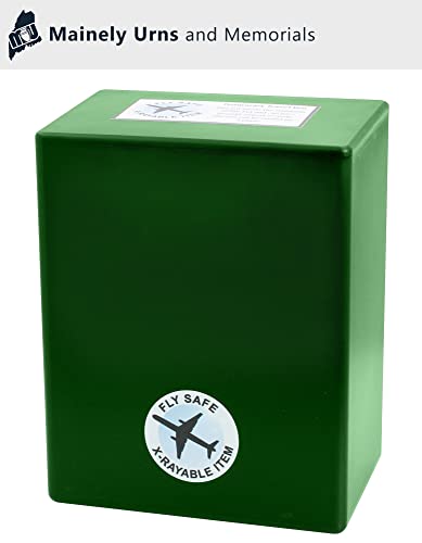 TSA Approved Fly-Safe and Temporary Travel Cremation Urn Kit for Human Ashes - Airline Friendly - 200 Cubic Inch Capacity - Airline-Ready Green Plastic Urn with Included Travel Box