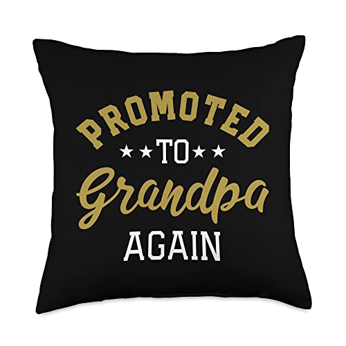 Grandparents Mens Baby Announcement Gender Reveal Promoted to Grandpa Again Est 2023 Pregnancy Announcement Throw Pillow, 18x18, Multicolor