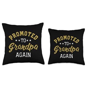 Grandparents Mens Baby Announcement Gender Reveal Promoted to Grandpa Again Est 2023 Pregnancy Announcement Throw Pillow, 18x18, Multicolor