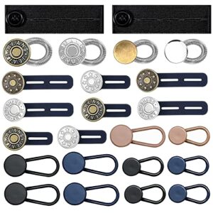 24 pcs button extenders for jeans, 6 sizes pants button waistband extender, flexible adjustable elastic waist extenders for pants for women men, no-sew invisible extenders set assorted colors