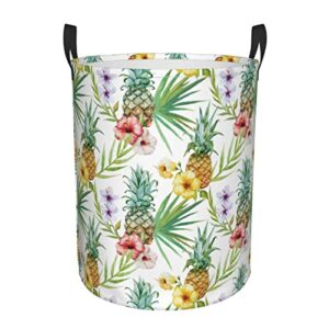 tropical pineapple circular laundry hamper print hamper freestanding laundry basket collapsible laundry hamper collapsible storage baskets circular laundry clothes bag with handles toy organizer medium