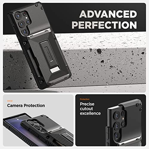 VRS DESIGN Damda Glide Hybrid Phone Case for Galaxy S23 Ultra Case, Sturdy Functional Case Compatible with Galaxy S23 Ultra 6.8'' (2023) Groove Black