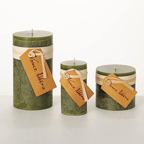 Sullivans Vance Kitira Set of 3 Pillar Candles, Clean-Burning, Environmental-Friendly, Scentless, Real-Wax Candles, Home Décor, Hosting Décor