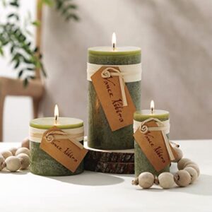 Sullivans Vance Kitira Set of 3 Pillar Candles, Clean-Burning, Environmental-Friendly, Scentless, Real-Wax Candles, Home Décor, Hosting Décor