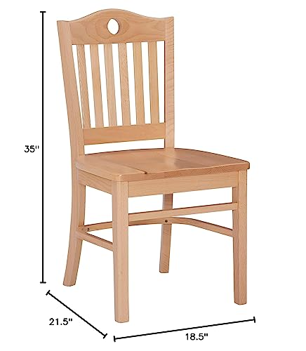 Linon Slat Back Natural Wood Finish Made in America Set of 2 Brock Dining Chair