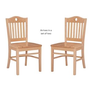 Linon Slat Back Natural Wood Finish Made in America Set of 2 Brock Dining Chair