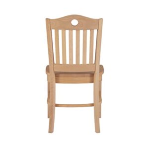 Linon Slat Back Natural Wood Finish Made in America Set of 2 Brock Dining Chair