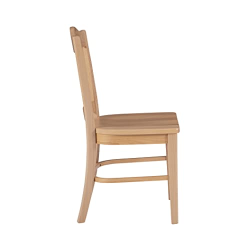 Linon Slat Back Natural Wood Finish Made in America Set of 2 Brock Dining Chair