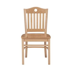 Linon Slat Back Natural Wood Finish Made in America Set of 2 Brock Dining Chair