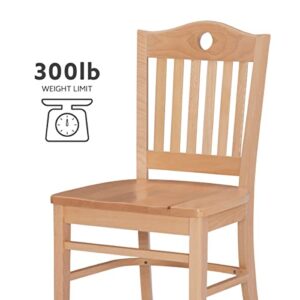 Linon Slat Back Natural Wood Finish Made in America Set of 2 Brock Dining Chair