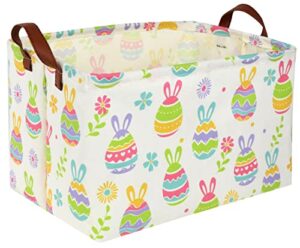 essme rectangular easter basket,kids storage bin organizer with handles for easter decor,shelf basket,toy organizer,easter gift.(easter eggs)