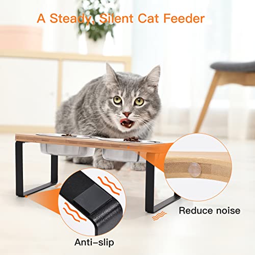 AKAOLA Cat Food Bowls Elevated Tilted 10°Raised Cat Bowls Whisker Friendly Food & Water Bowls Stand Feeder for Cat & Puppy Non-Slip Anti-Noise